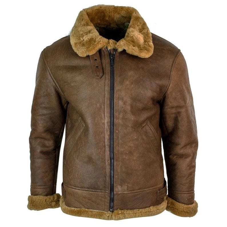 Men's Sheepskin RAF Pilot Jacket: Shearling Fur Lined Leather Bomber - Etsy