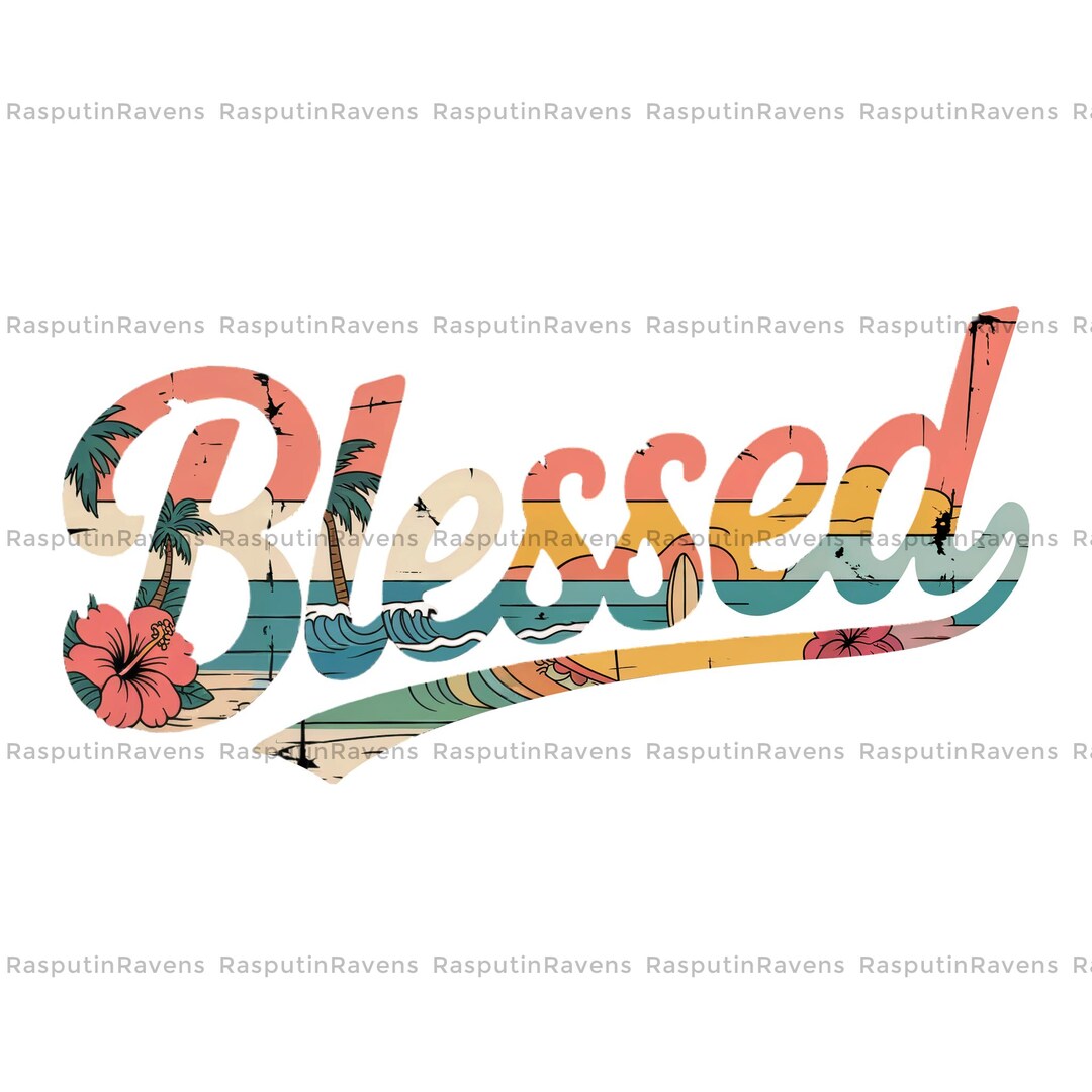 T-shirt Blessed Hawaii Sublimation PNG, Vintage Surf Clipart, Tropical ...