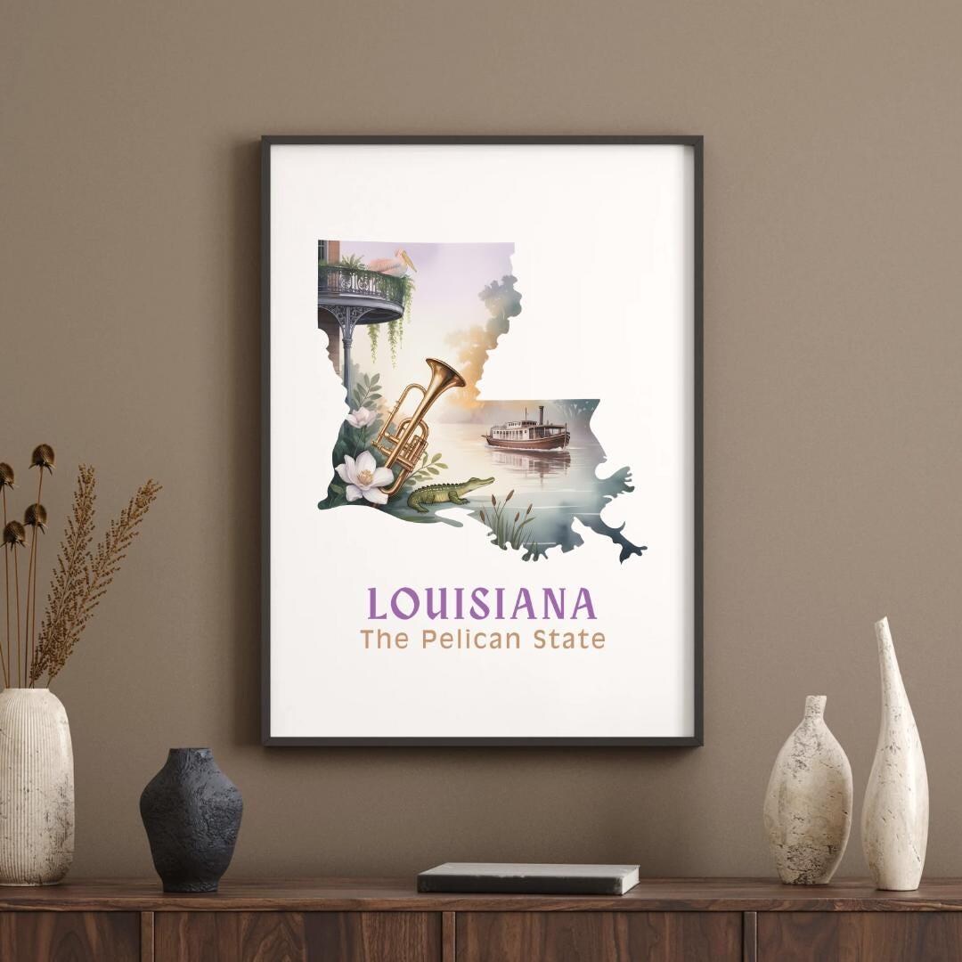 Louisiana State Art Digital Download Pelican Jazz Trumpet Mardi Gras ...