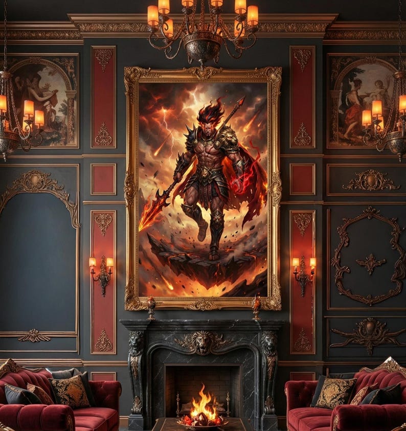 Ares: God of War – Greek Mythology Digital Wall Art | Fiery Battle ...