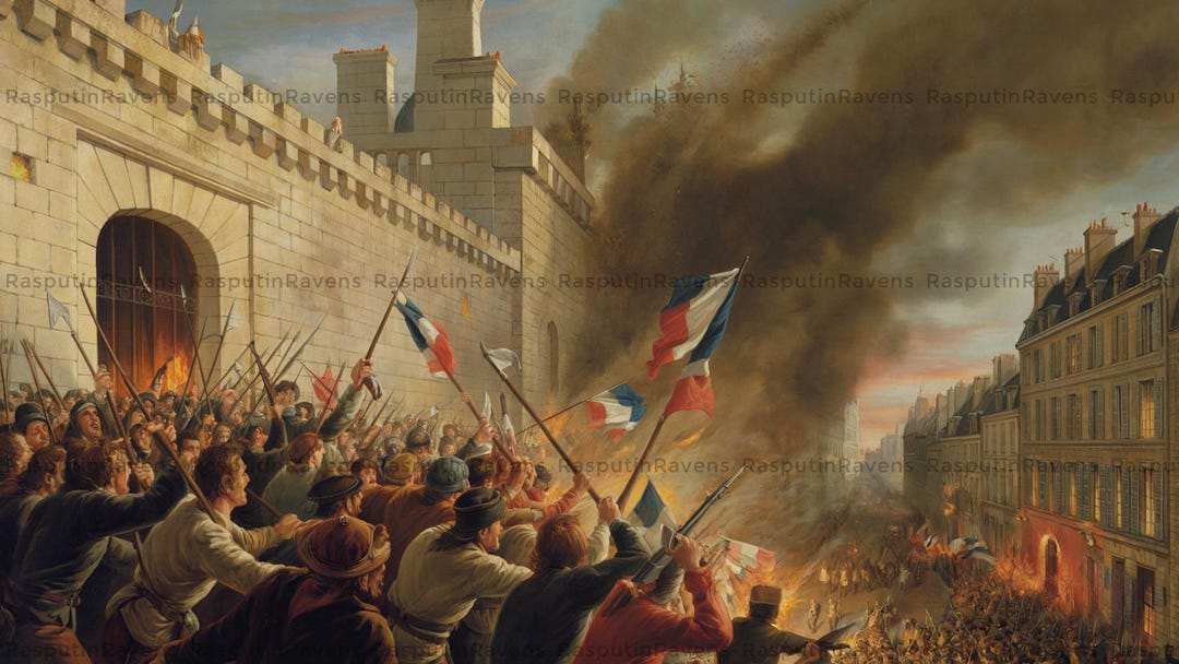 Storming of the Bastille Wall Art – French Revolution Print With Flags ...