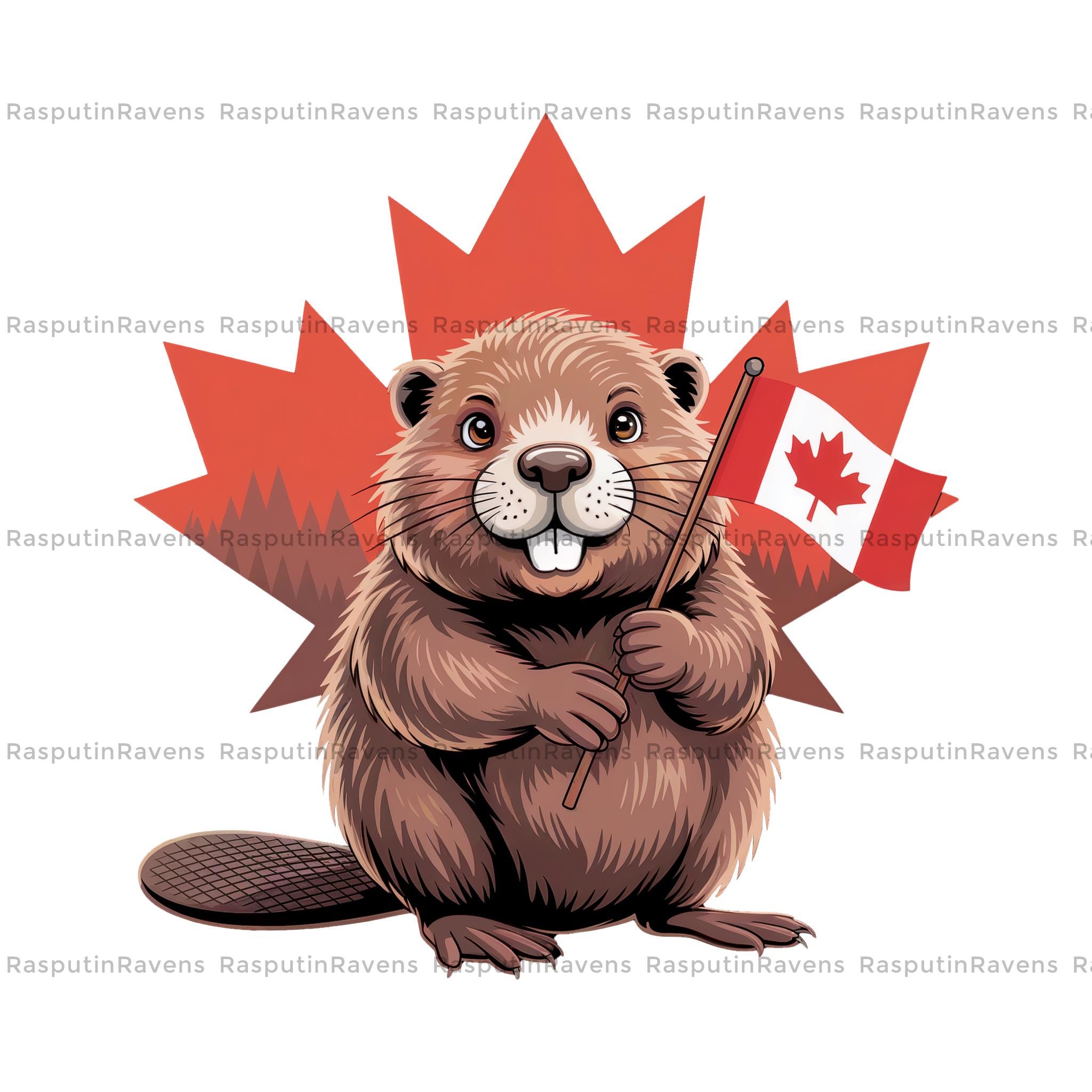 Cute Canada Day Beaver Holding Flag PNG – Canadian Animal Clipart ...