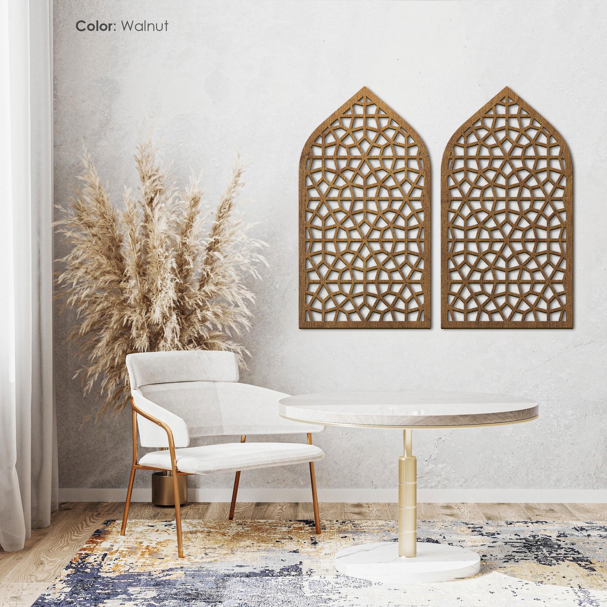 Set of 2 Morrocan Window Panel, Wood Lattice Panel, Arabesque Wall Art ...