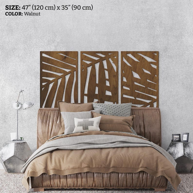Leaf Headboard, Tropical Headboards, Palm Leaf Wood Wall Art, Wood ...