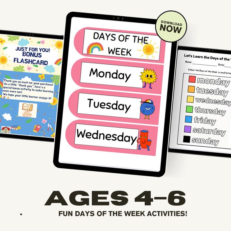 Days of the Week Worksheets for Kids | Trace, Color, Match and Learn ...
