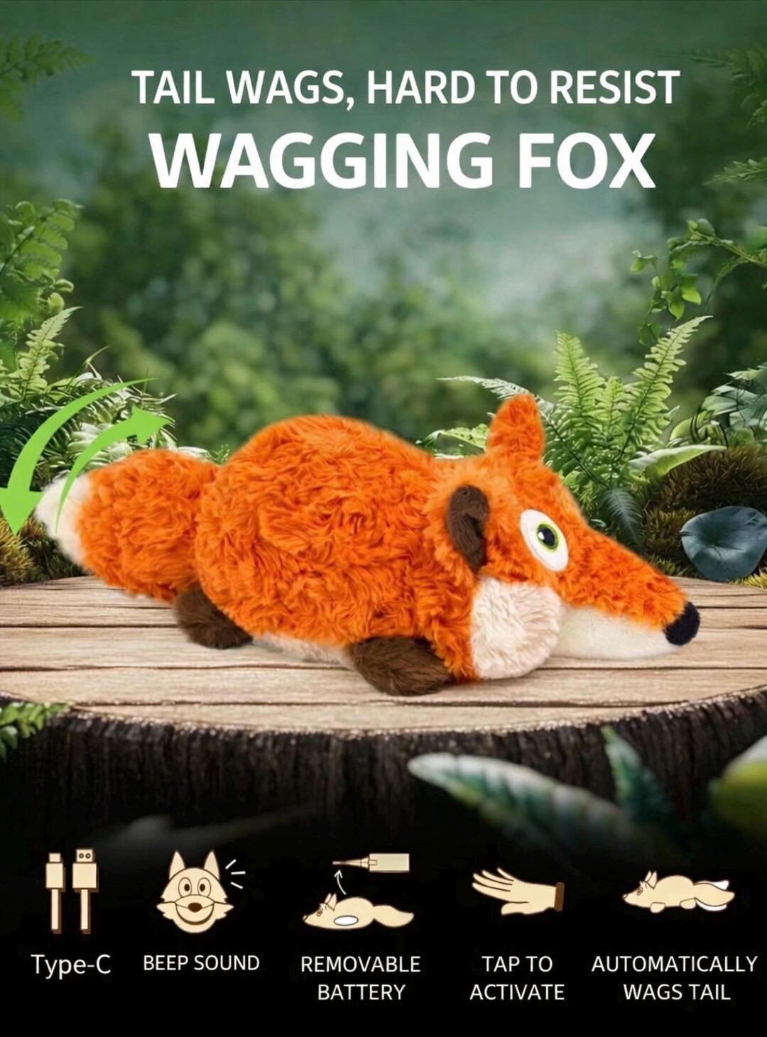 Cute Fox Dog Toy, Cute Fox Cat Toy, Electric Tail-swinging Motion Pet ...