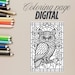 Owl Coloring Page for Adult & Kid, Stained Glass Bird Design, Intricate ...