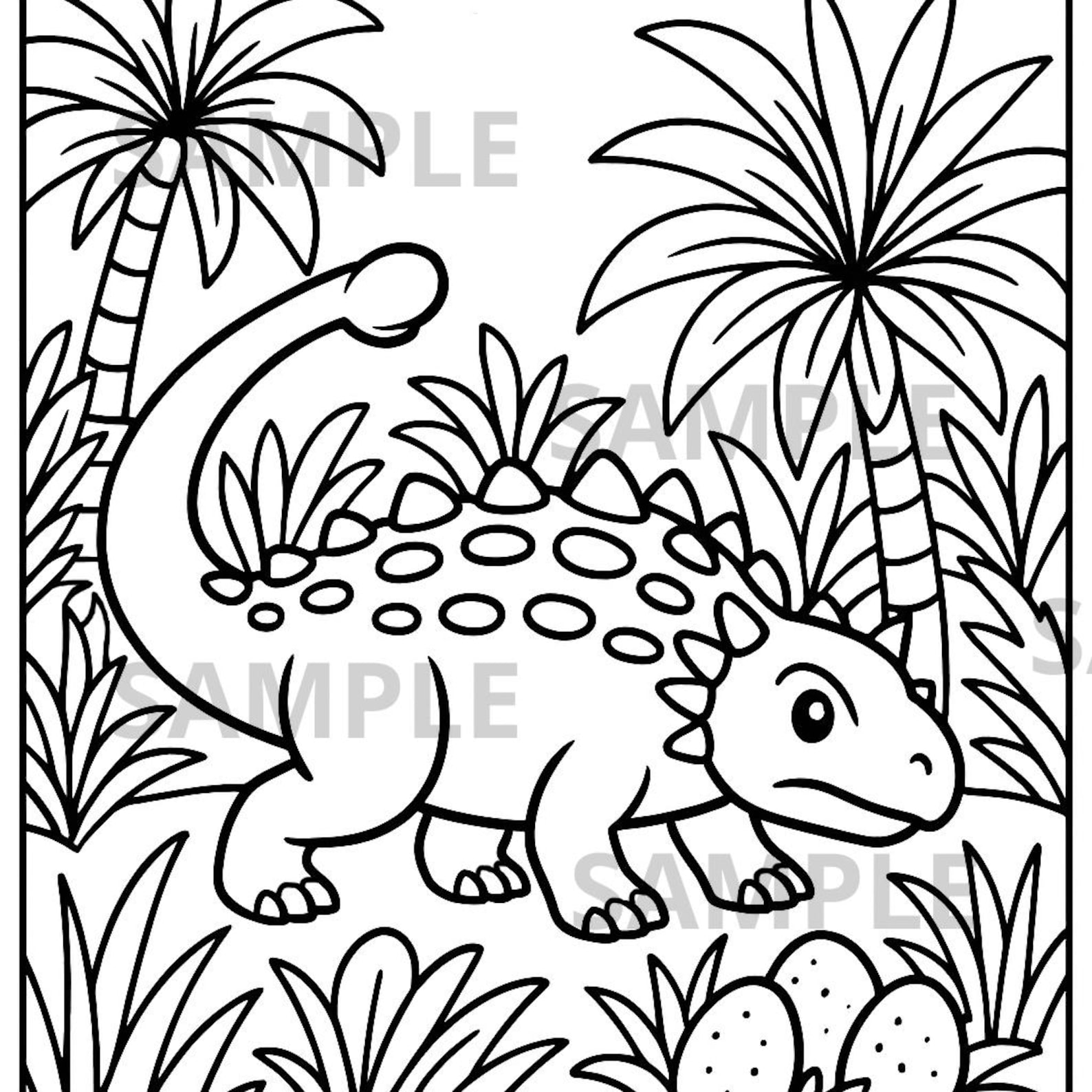 Ankylosaurus Dinosaur Coloring Page PNG, Printable Prehistoric Dino Art ...