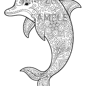 Mandala Dolphin Coloring Page, Ocean Animal Mandala Design for Adults ...