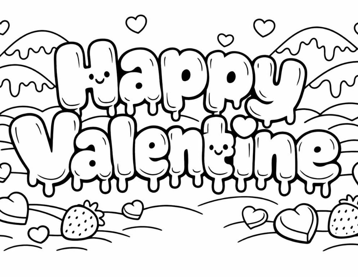 Chocolate World Valentine Coloring Page, Cute Chocolate Valentine ...