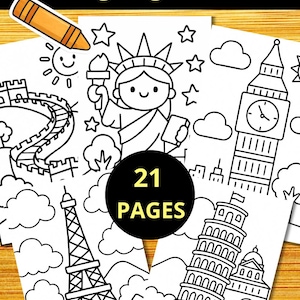 21 Famous Landmark Coloring Pages for Kids, Eiffel Tower, Taj Mahal ...