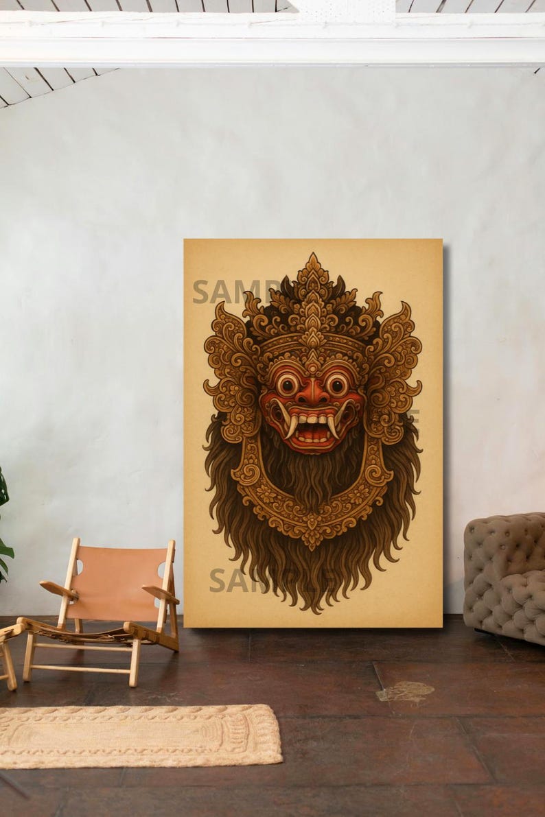 Balinese Barong Mask Wall Art, Traditional Bali Mythical Creature ...