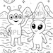 Aliens Coloring Page, Fun Sci Fi Printable PNG Sheet, Space Art ...