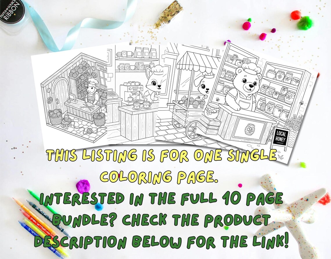 Bunny Coloring Page Printable PNG PDF, Cute Bunny Donut Shop Coloring ...