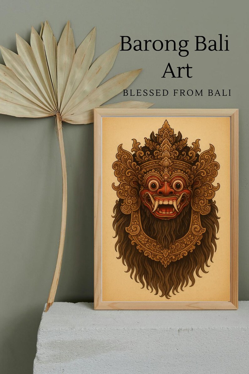Balinese Barong Mask Wall Art, Traditional Bali Mythical Creature ...