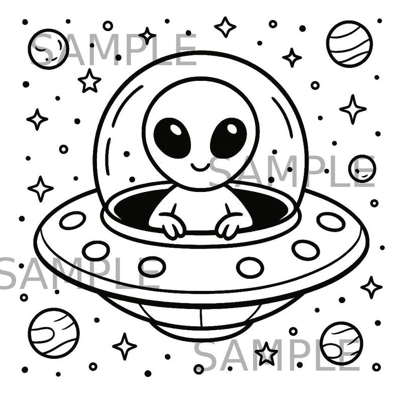 Coloring Page Ufo Adults - Etsy UK