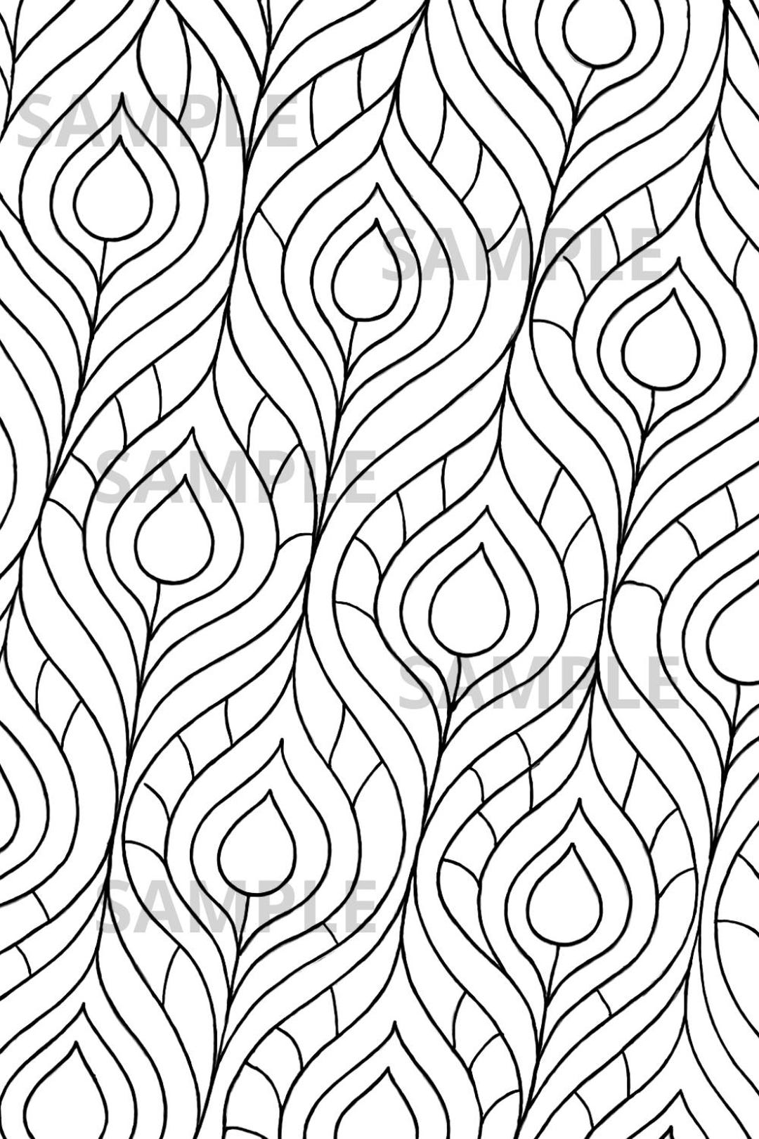 Peacock Feather Coloring Page PNG, Elegant Feather Pattern, Printable ...