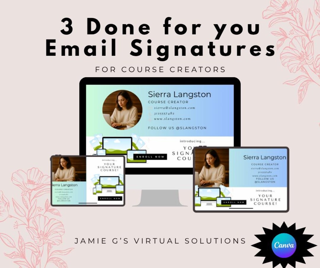 Email Signature Template, Course Creators, Professional, Fully Editable ...