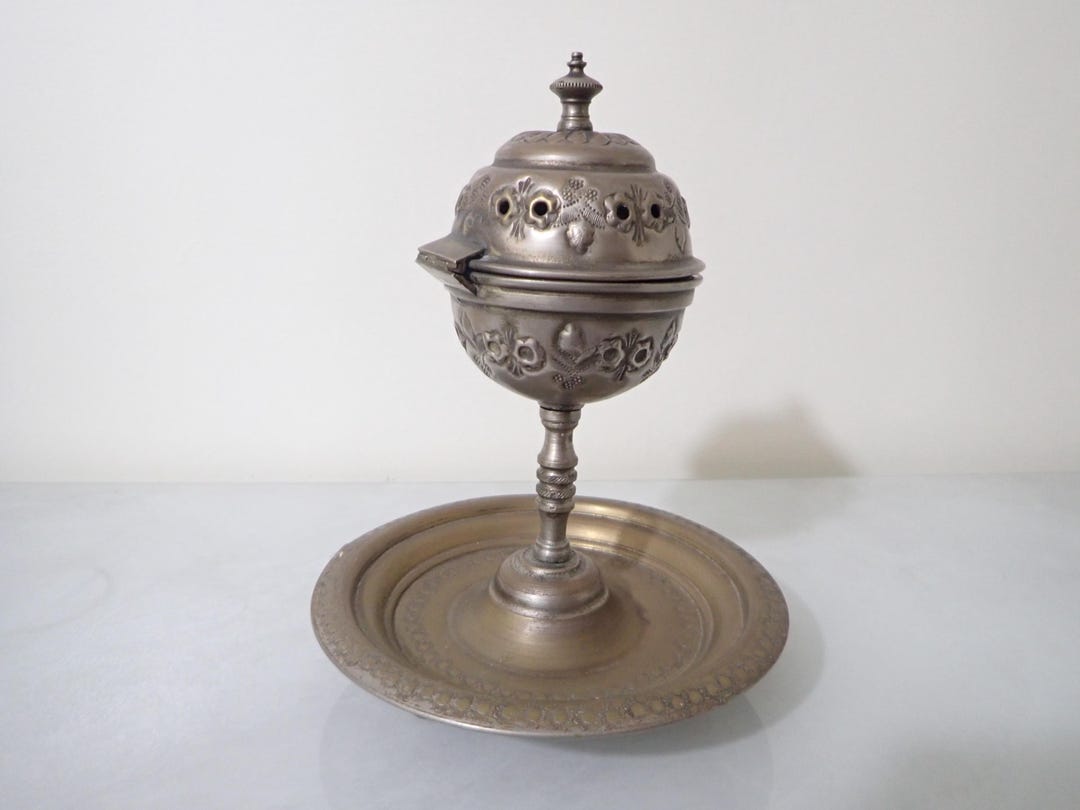 Vintage Moroccan Brass Incense Burner – Handcrafted Lidded Censer With ...