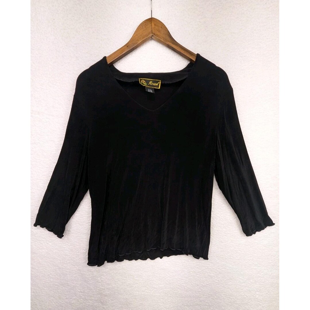 Vintage Mirasol Black Velvet Acetate Spandex Sweater 3/4 Sleeves XL - Etsy