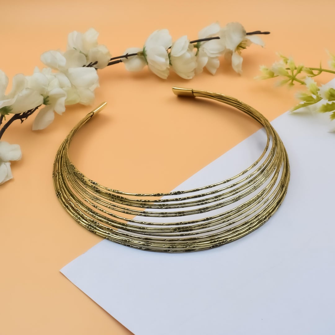 Braided Brass Torque Necklace Woven Open Collar Jewelry - Etsy