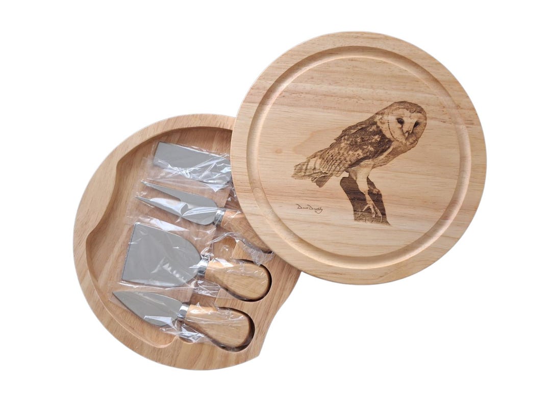 Barn Owl Design Cheese Set With Tools (21cm Dia. X 4cm). - Etsy