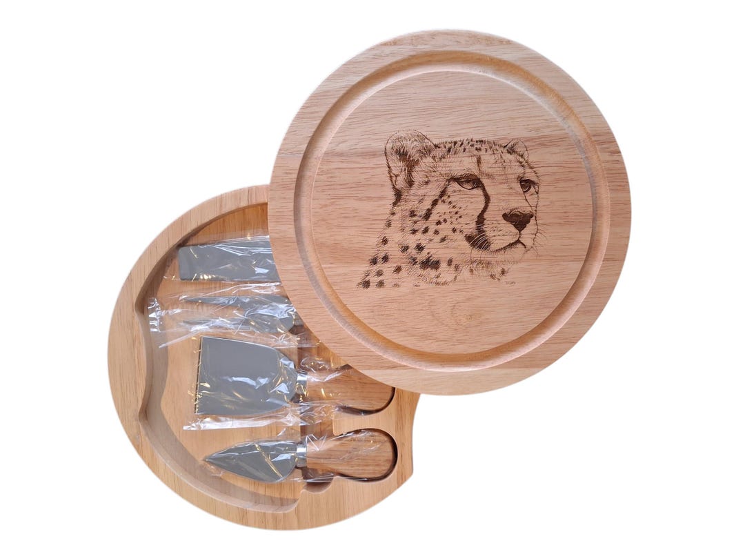 Cheetah Design Cheese Set With Tools (21cm Dia. X 4cm). - Etsy