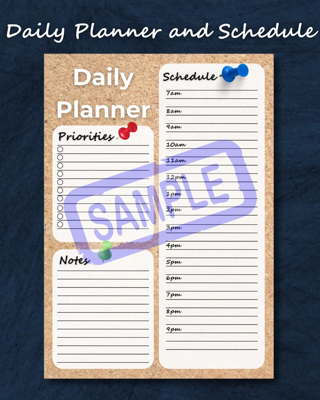 Corkboard Daily Planner Page | Printable Day Planner | Digital to Do ...