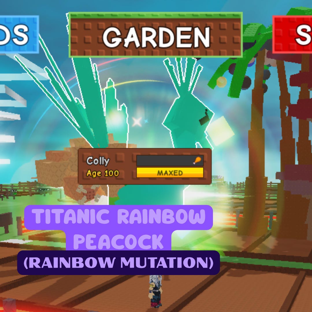 Grow a Garden | Rainbow Titanic Peacock | (rainbow Mutation Pet) - All ...