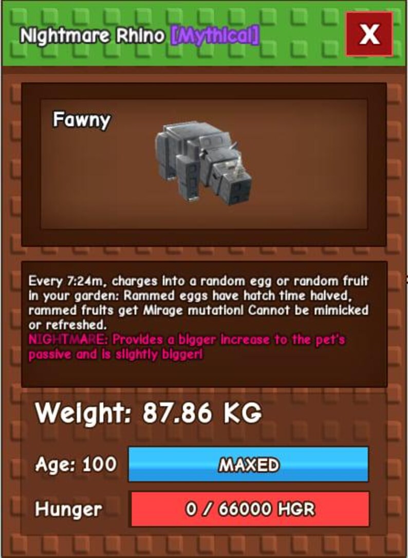 Grow a Garden | Nightmare Titanic Rhino | (nightmare Mutation) - All ...