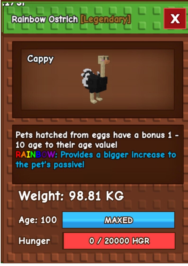 Grow a Garden | Rainbow Semi Godly Ostrich | (rainbow Mutation Pet ...