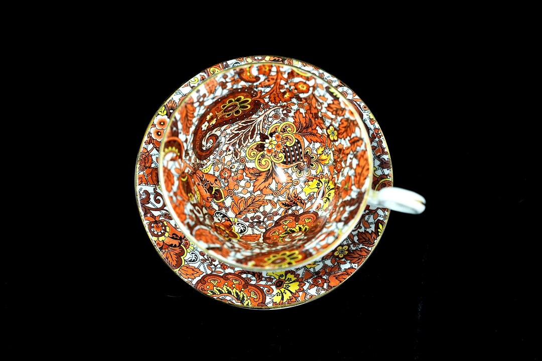 Vintage Radfords Bone China Tea Cup and Saucer – Red Paisley ...