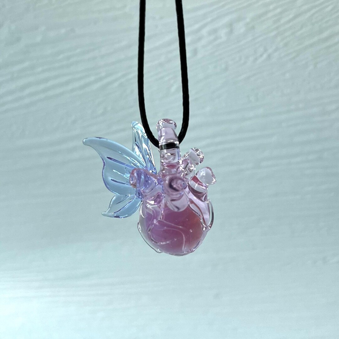 Handmade Glass Pendant, Beating Heart, Glass Artwork, Glass Necklace ...