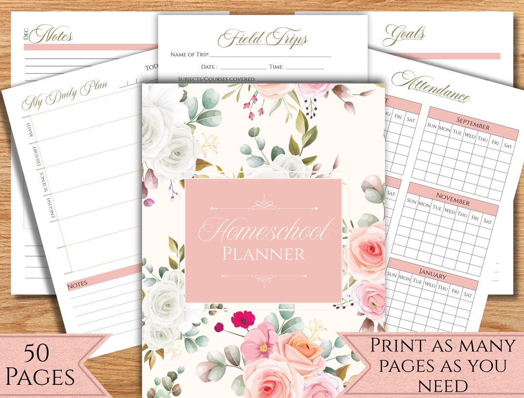 Printable Floral Homeschool Organizer - Academic Planner PDF ...