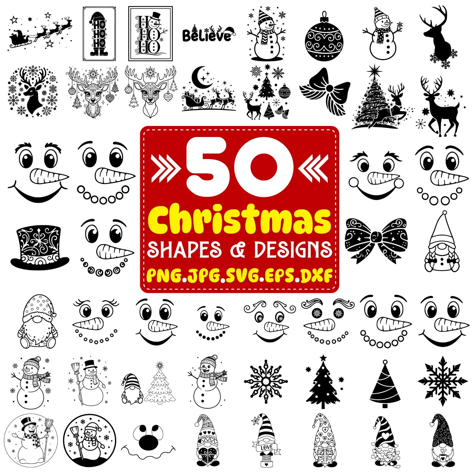 50 Christian SVG Bundle, Snowman Face Svg, Reindeer-silhouette ...