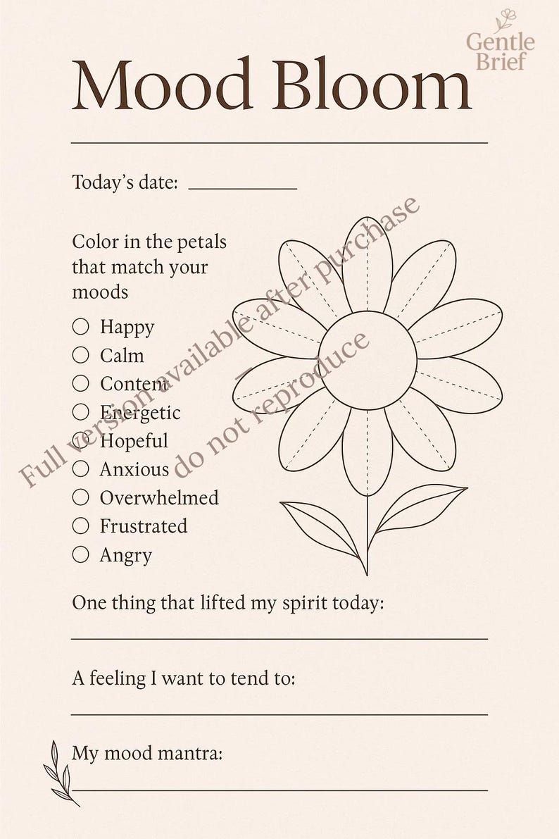 Mood Bloom - Gentle Mood Tracker Printable - Etsy