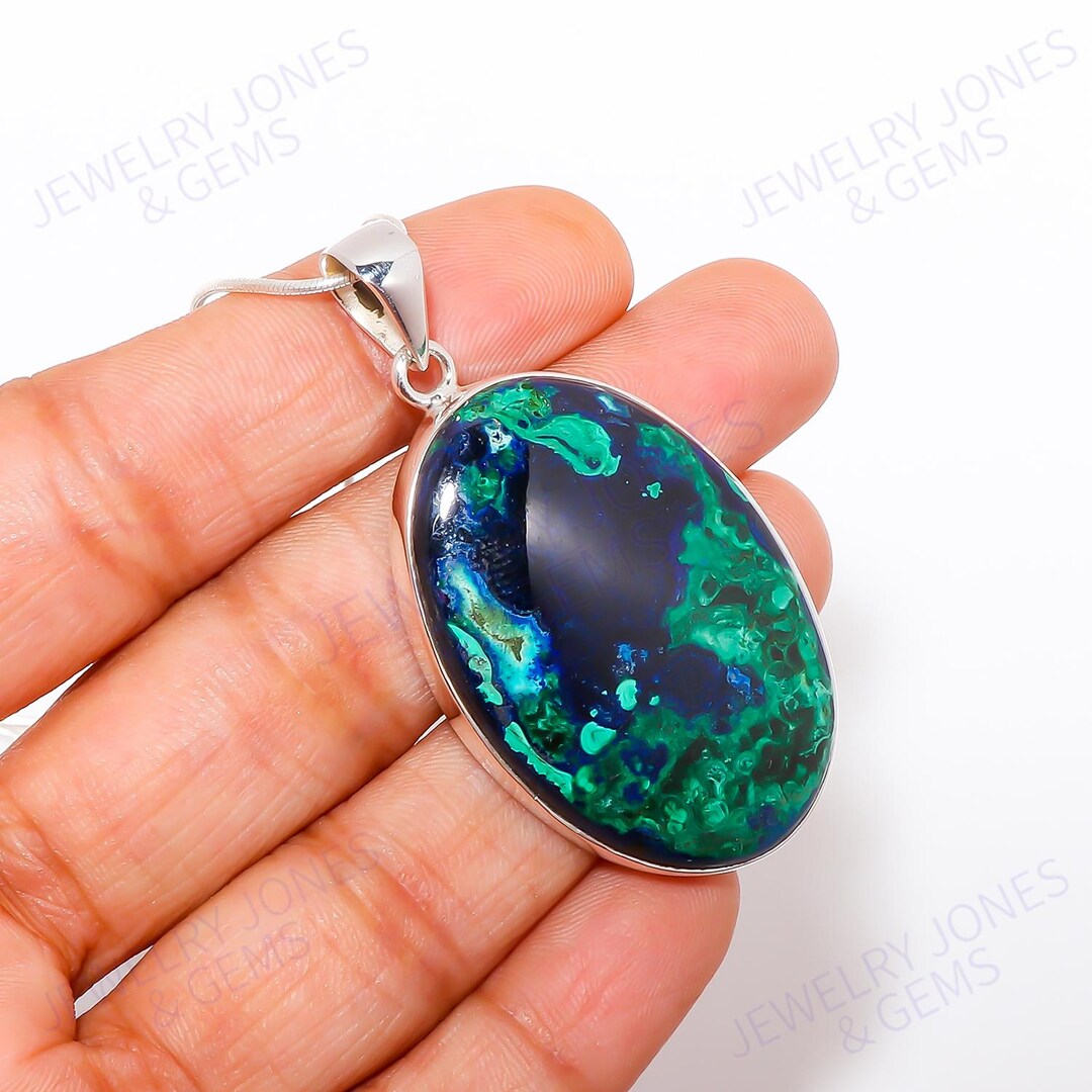 Handmade Azurite Pendant: 925 Sterling Silver Gemstone Jewelry - Etsy