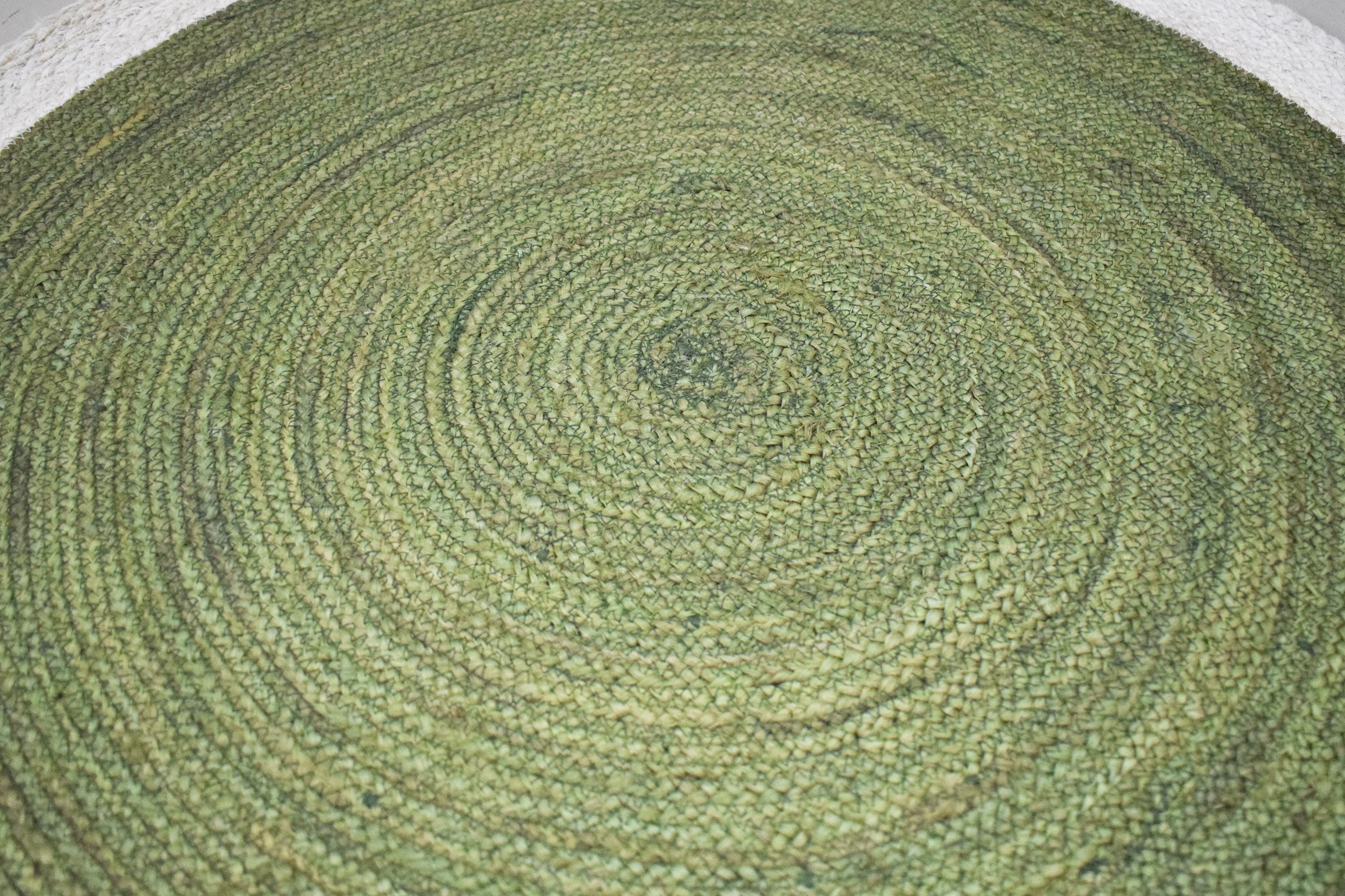 Green Jute Round Rug: Hand Braided Eco-friendly Rug - Etsy