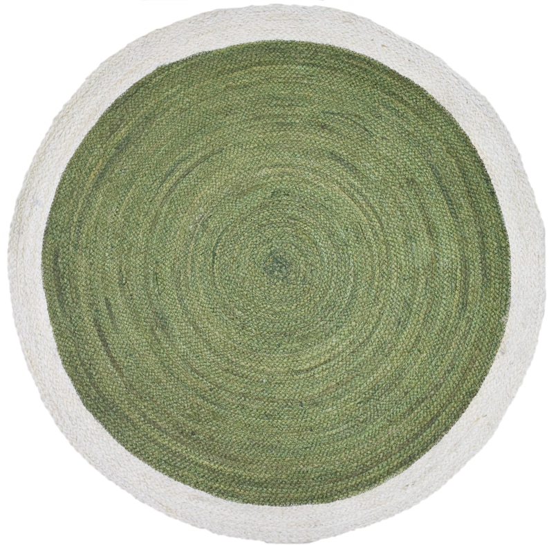 Green Jute Round Rug: Hand Braided Eco-friendly Rug - Etsy