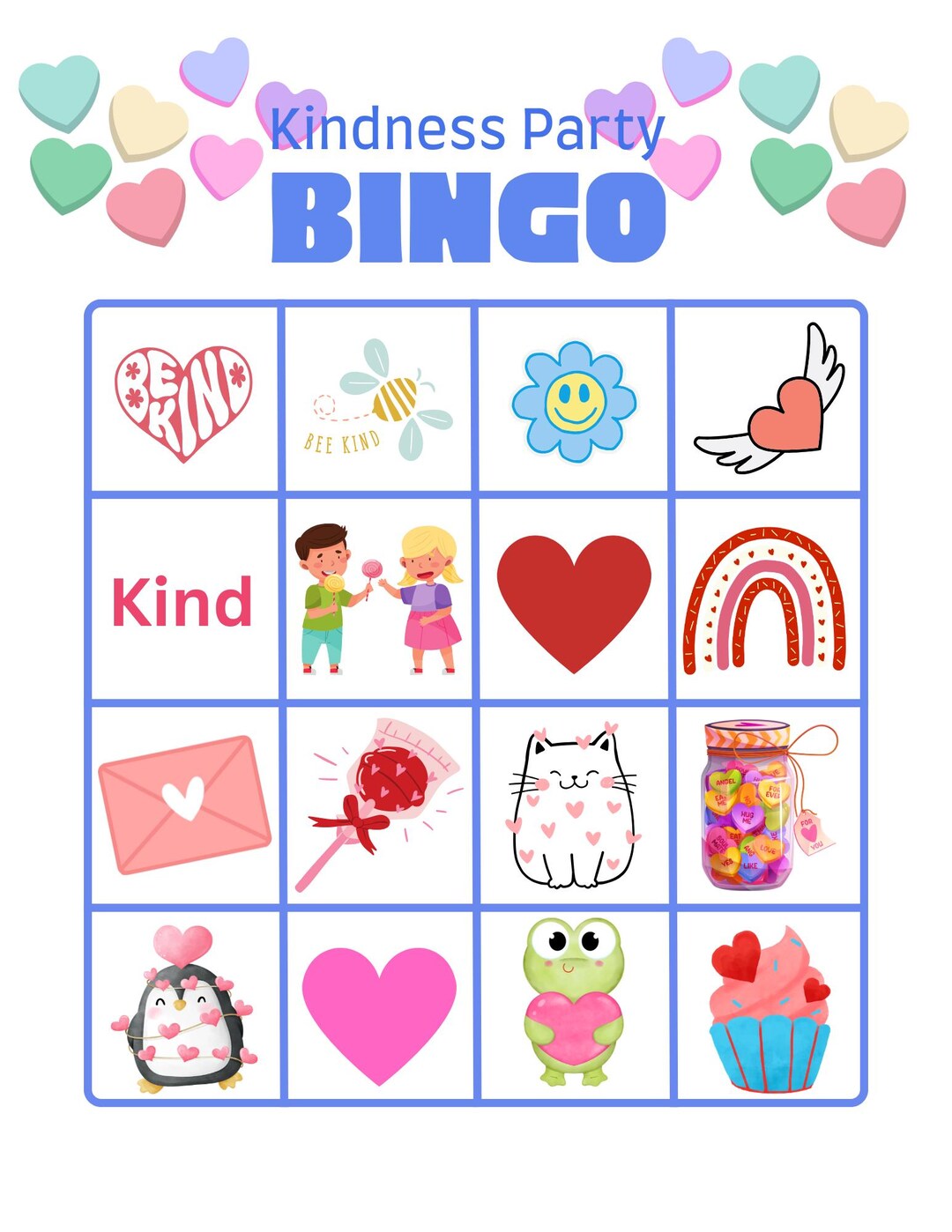 Kindness Party Bingo - Valentines Day Bingo - Class Party Bingo - Etsy
