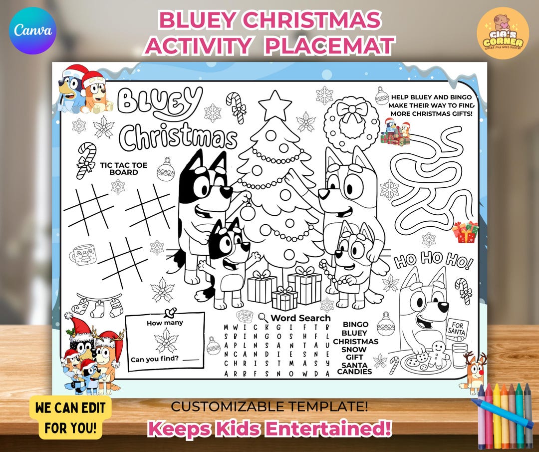Bluey and Bingo Coloring Page, Ready to Print Bluey Christmas Activity ...