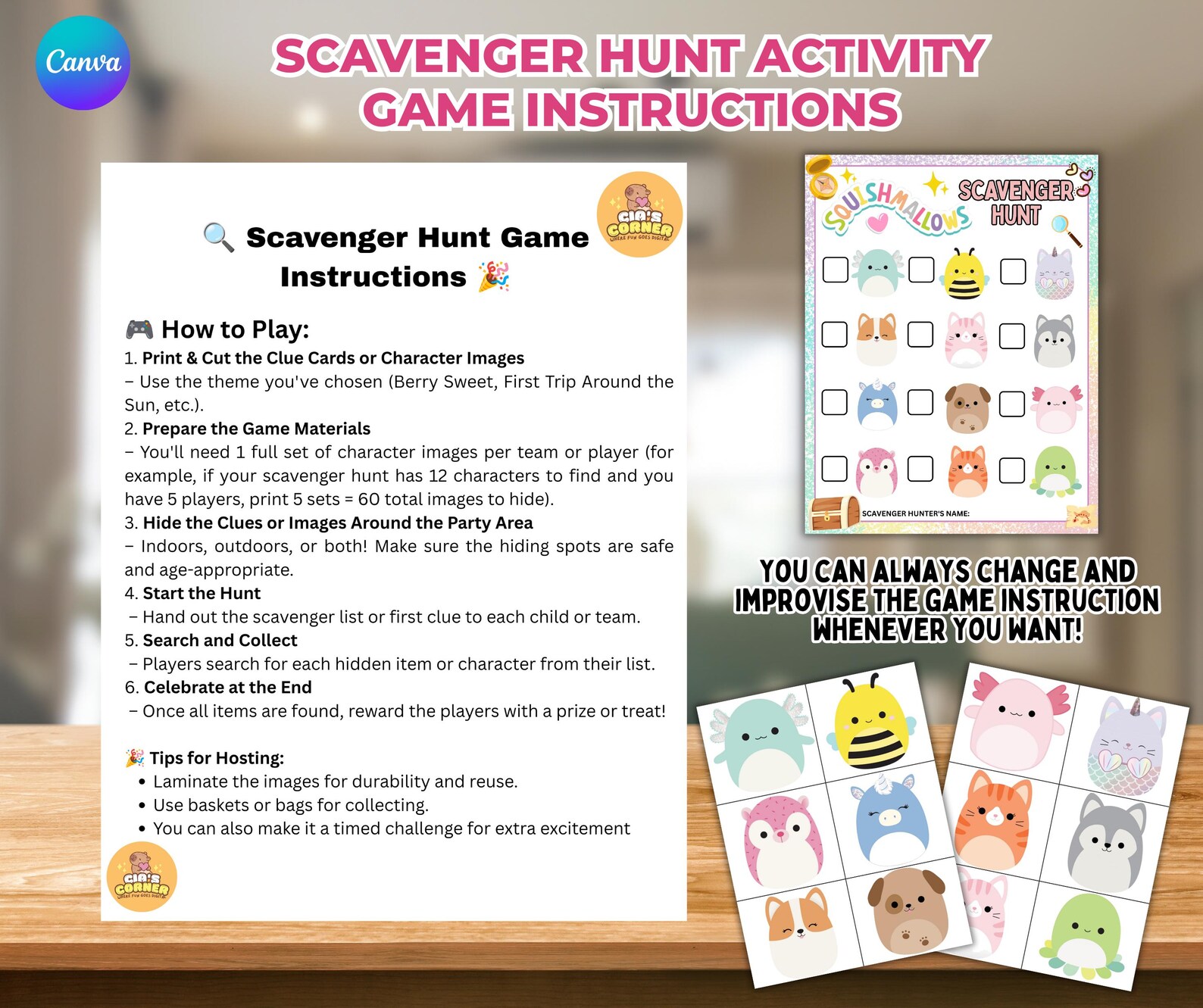 Squishy Mallows Scavenger Hunt Game, Printable Squishymallows Birthday ...