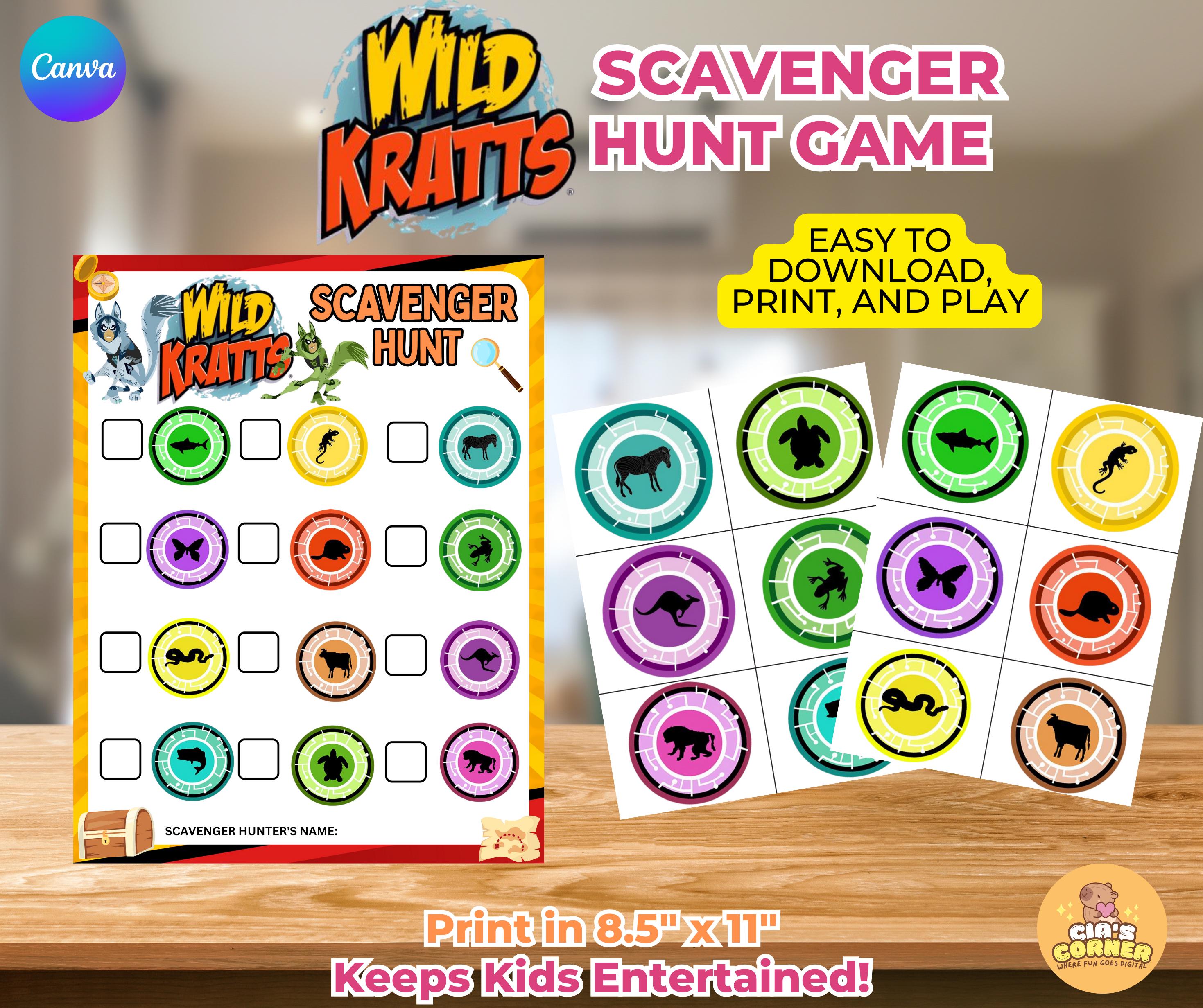 Wild Krats Scavenger Hunt Printable Game, Wild Krats Birthday Activity ...