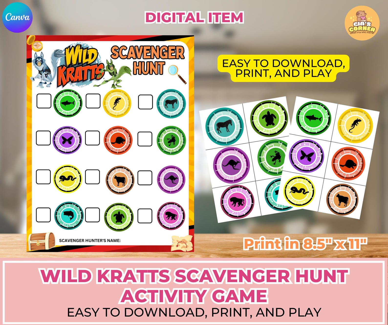 Wild Krats Scavenger Hunt Printable Game, Wild Krats Birthday Activity ...