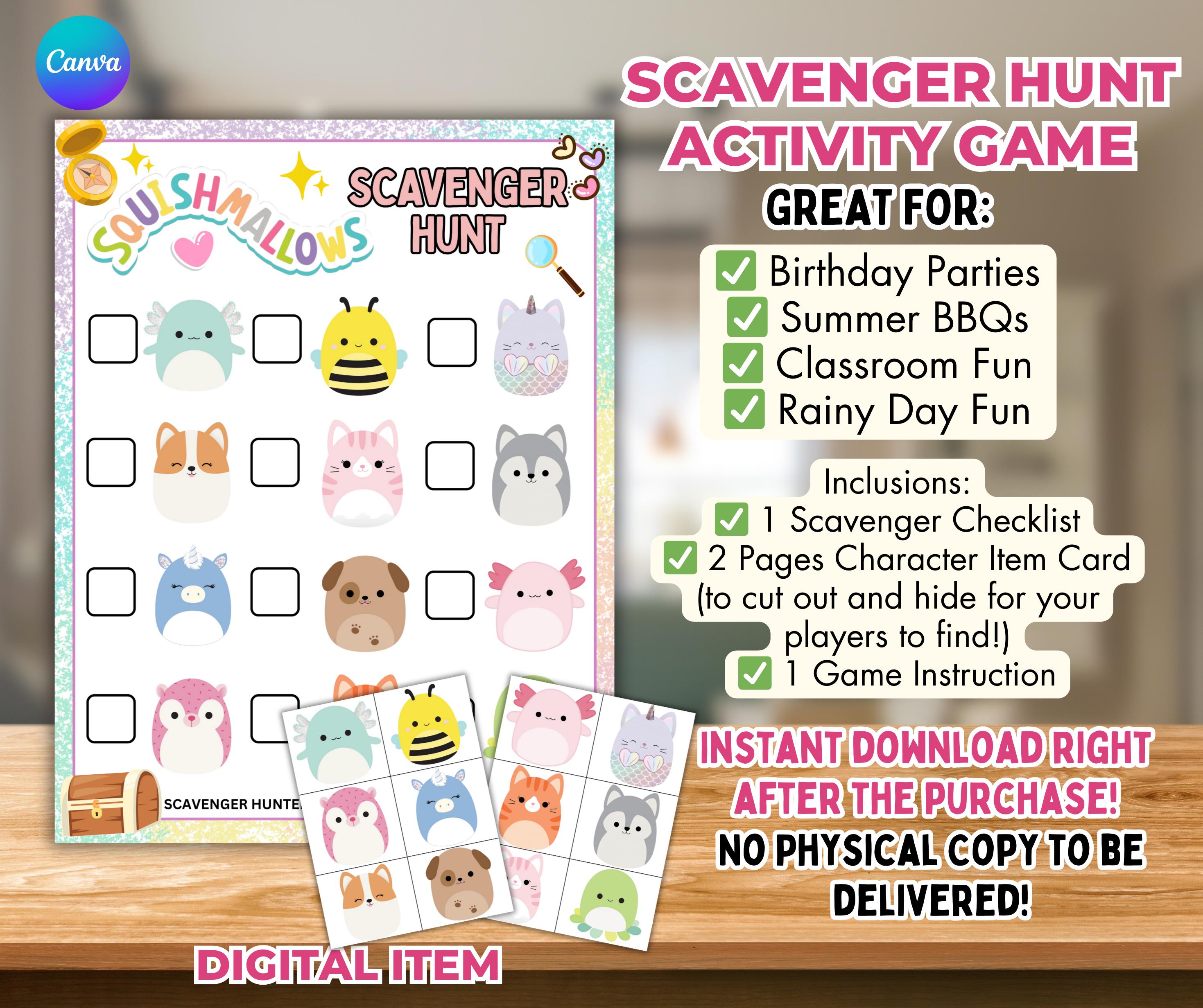 Squishy Mallows Scavenger Hunt Game, Printable Squishymallows Birthday ...