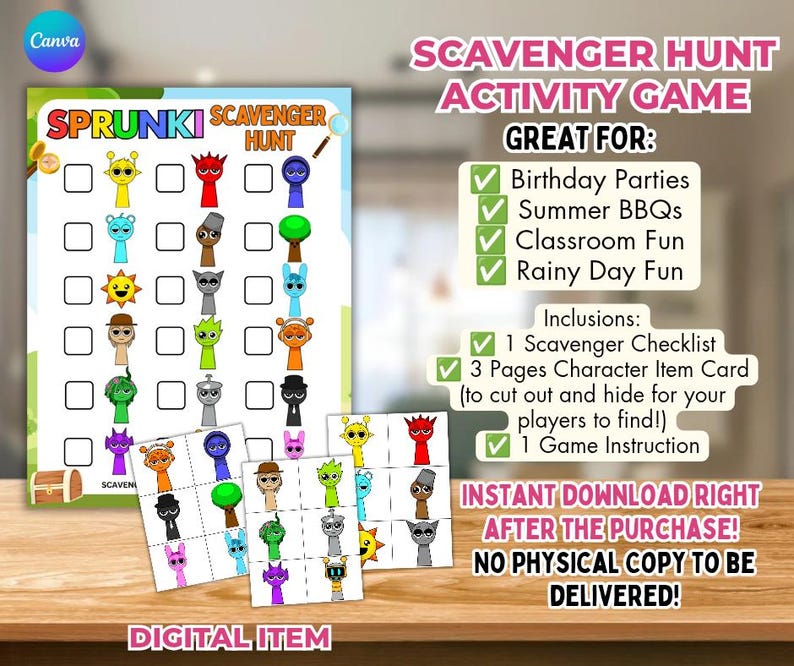 Sprunki Scavenger Hunt Game, Sprunki Treasure Hunt Game Activity for ...
