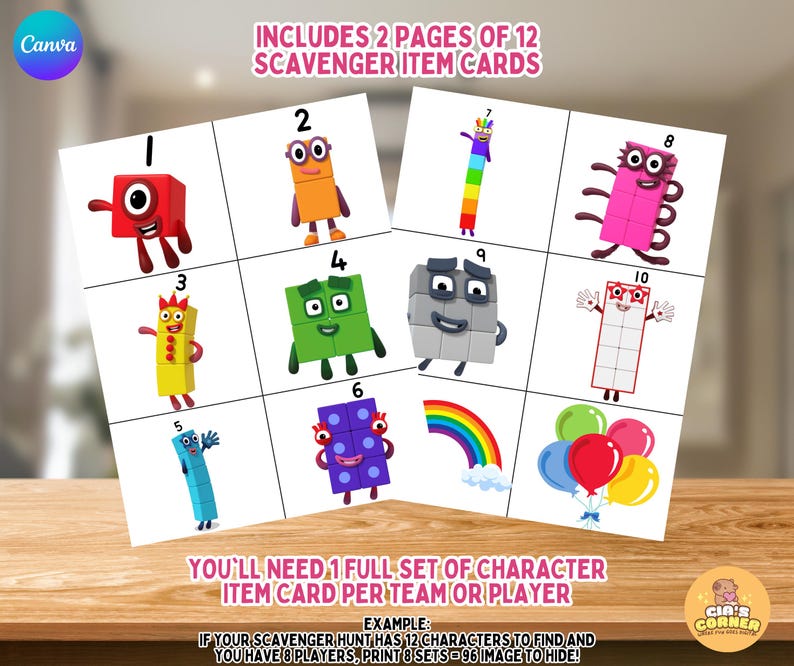 Numberblocks Scavenger Hunt Printable Game, Numberblocks Birthday ...