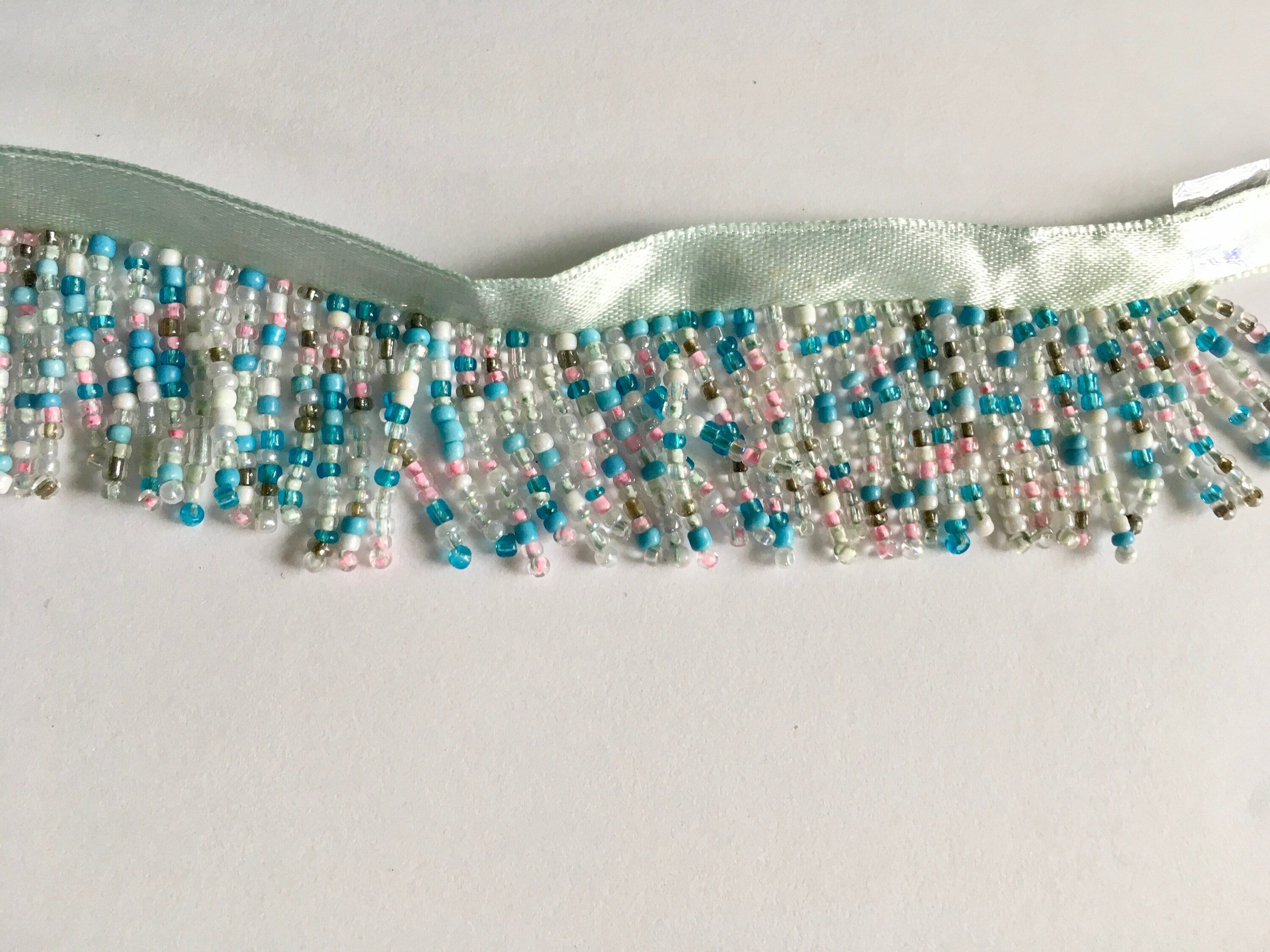 Beaded Ribbon Trim Shades of Light Blue 1 YARD - Etsy