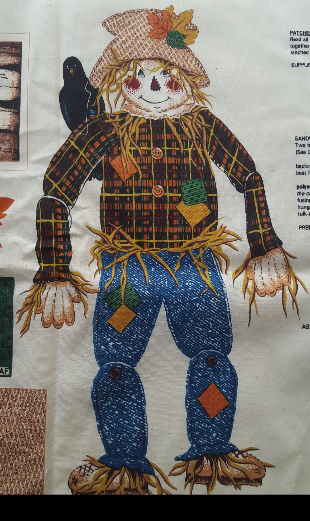 Vintage Fabric Scarecrow Panel Patches the Scarecrow - Etsy.de