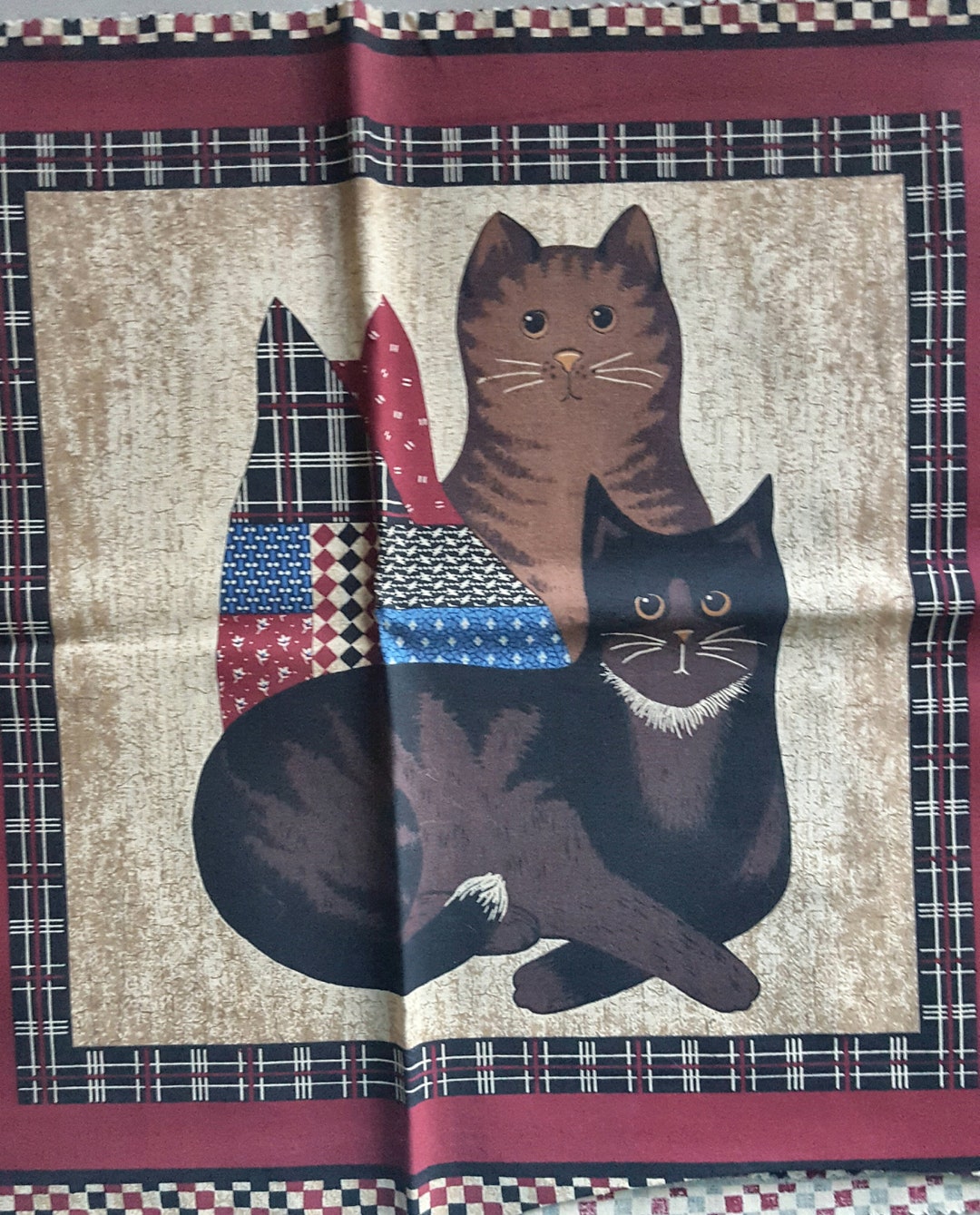 Vintage Fabric - Calico Cats Pillow Panels - DIY - Etsy